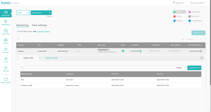 How to connect Humly Booking Device
